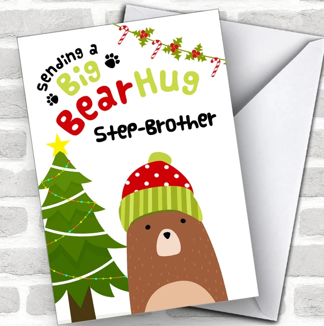 STEP BROTHER SENDING A Big Bear Hug Personalised Christmas Card £3.95 ...