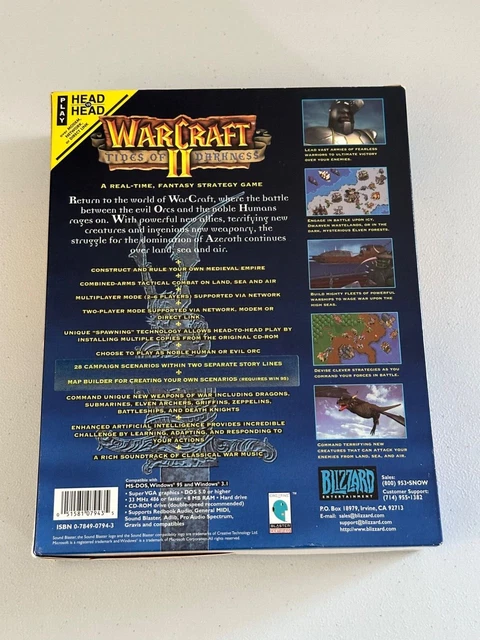 PC GAME WARCRAFT II 2 Tides of Darkness CD-ROM Big Box w/disc & manual ...