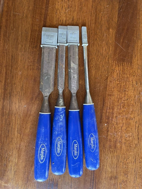 VINTAGE MARPLES BLUE Chisel Marples Blue Handle Set Of 4 $34.82 - PicClick