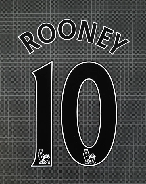 ROONEY #10 2007-2013 Player Size Premier League Black Nameset Lextra £ ...