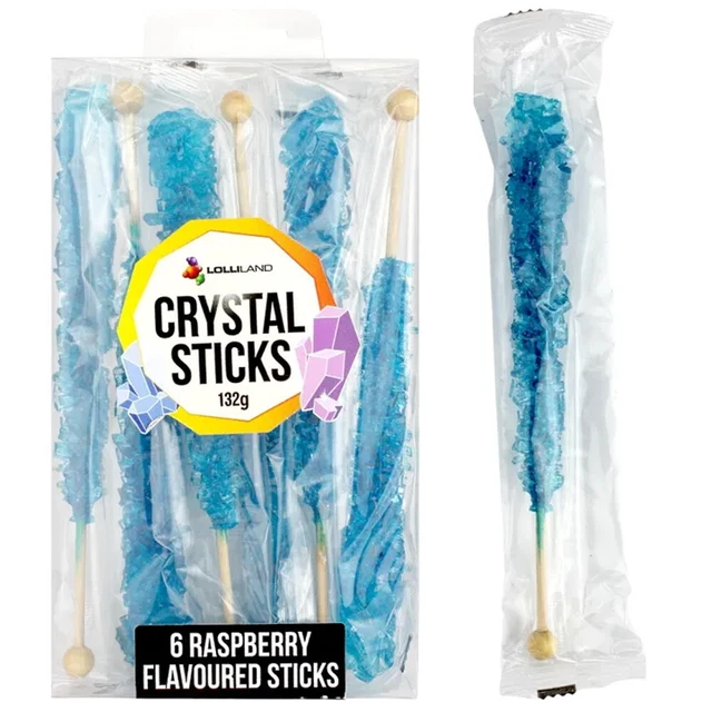 CRYSTAL STICKS ROYAL Blue Raspberry 6 Pack Flavoured Lollies Lollipop ...
