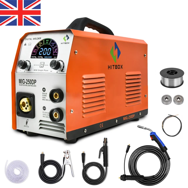 ALUMINUM MIG WELDER 250A 220V HITBOX Gas No-Gas TIG MIG ARC IGBT ...