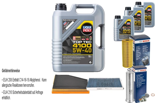BOSCH INSPECTION SET 8L Liqui Top Moly Tec 4100 5W-40 pour BMW série 5_ Touring EUR 193,80 ...