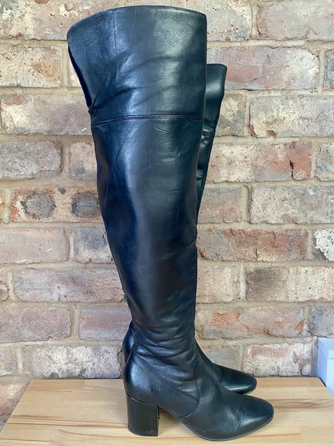 OFFICE SIZE 7 Black Leather Over Knee Boots, long over the knee boots £ ...