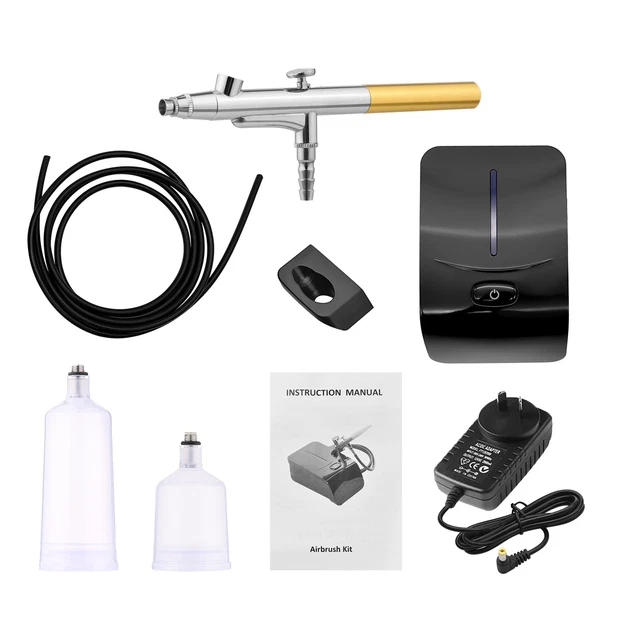 BLACK AU AIRBRUSH Kit With Compressor Handheld Air Brush Set Dual ...