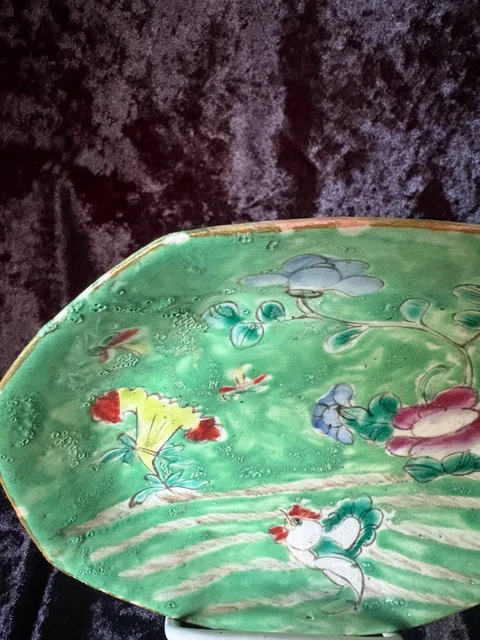 ANTIQUE CHINESE FAMILLE Rose colors Porcelain shallow bowl 19th century ...