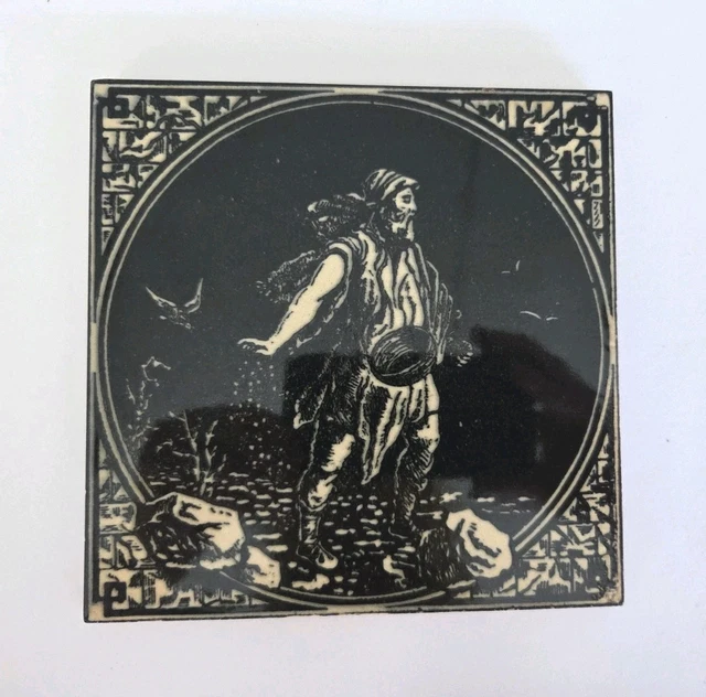 ANTIQUE MINTON TILE Biblical Scene Parable of the Sower 1880's England ...