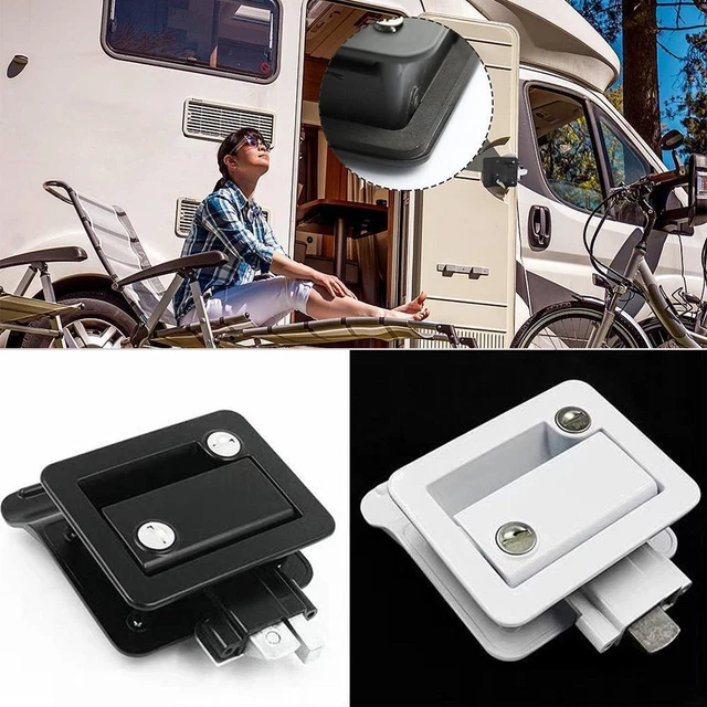 BLACK RV PADDLE Entry Door Lock Handle Knob Deadbolt Camper Trailer ...