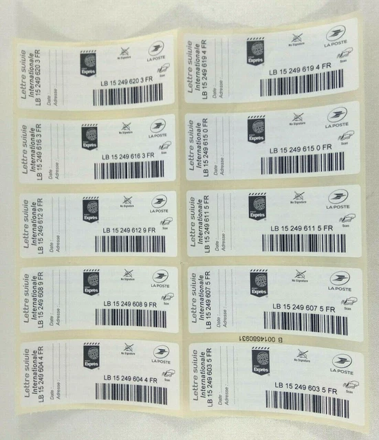FRANCE 10 STICKERS suivi la poste pour l'international neuf sans les ...