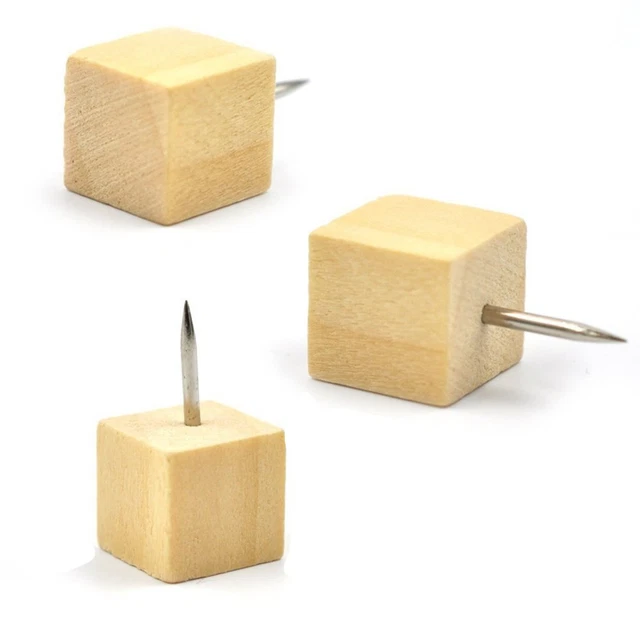 100PCS PUSH WOODEN Thumb Tacks for Map Photos Calendar Decorative $25. ...