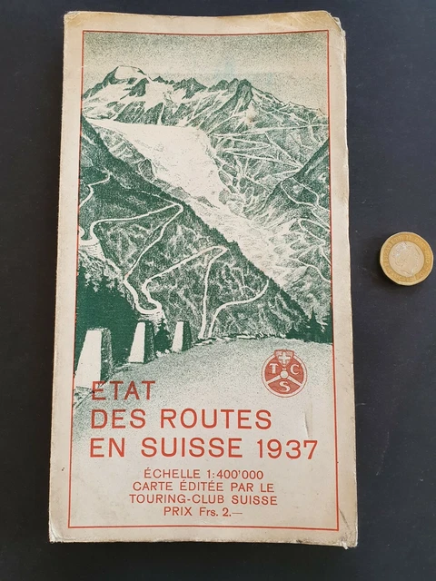 RARE VINTAGE TCS Foldout Route Map Strassen-Zustandskarte Der Shweiz ...