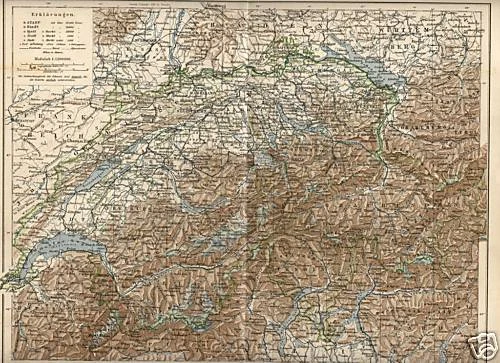 1893 = SWISS = Ancient Rare Map = Old Map = SWISS £9.97 - PicClick UK