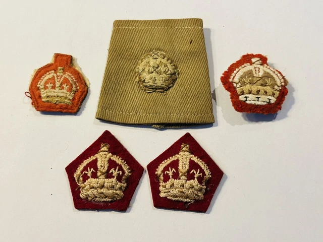 5 WW2 ERA Military British Army Officer Major KC Crown Cloth Shoulder ...