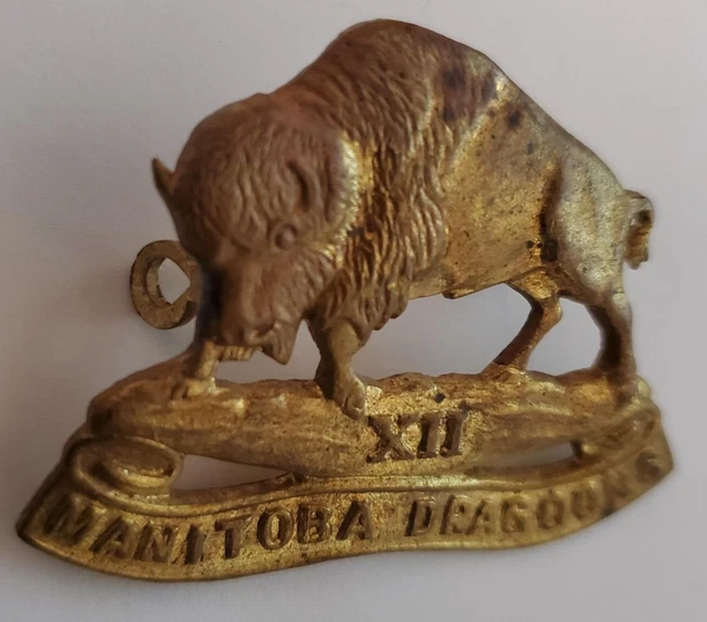 12TH MANITOBA DRAGOONS WW2 Canadian Cap Badge XII Re-Attached Lugs $28. ...