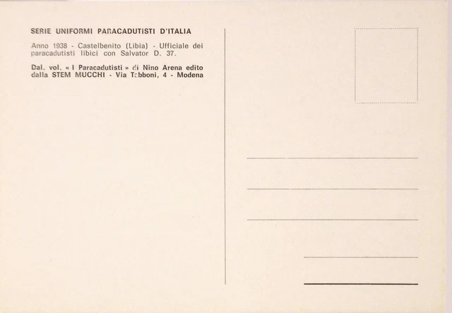 CARTOLINA PARACADUTISTI - Ufficiale Dei Paracadutisti Libici Con ...
