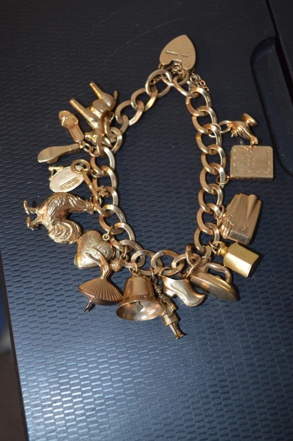 HEAVY 9CT GOLD CHARM BRACELETE + 14 CHARMS. £1,995.68 - PicClick UK