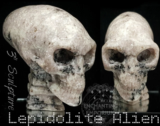 AMAZING 3.5& LEPIDOLITE Alien Mayan Skull Mica Crystal Gemstone Star ...