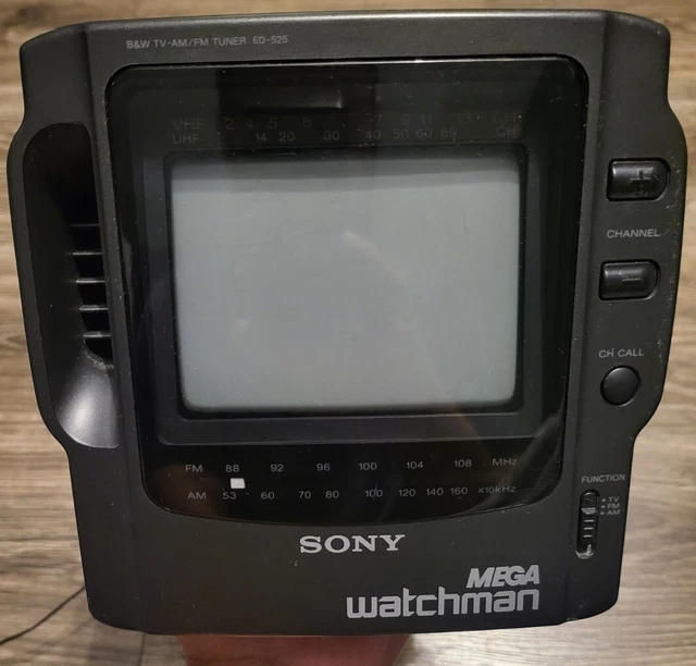 VINTAGE SONY MEGA Watchman Walkman Portable TV AM/FM Radio FD-525 ...
