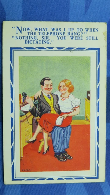 WW2 HUMORESQUE SAUCY Comic Postcard 1941 Telephone Dictating Secretary ...