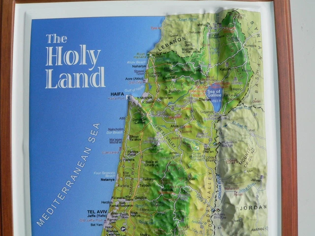 HOLY LAND 3-D Topographic Wall MAP Jesus Christ 15" Israel Christian ...