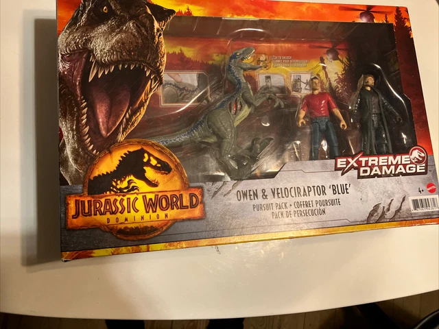JURASSIC WORLD DOMINION Owen & Velociraptor Blue Extreme Pursuit Pack ...