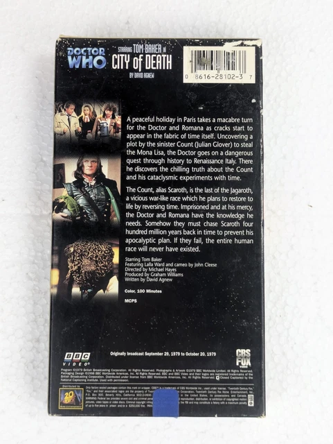DOCTOR WHO CITY OF DEATH (VHS) Tom Baker BBC VIDEO The Gateway ...