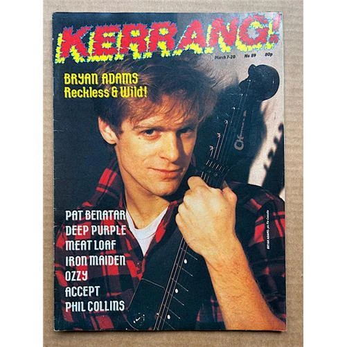 BRYAN ADAMS KERRANG NO.89 MAGAZINE MARCH 7 1985 BRYAN ADAMS cover with ...