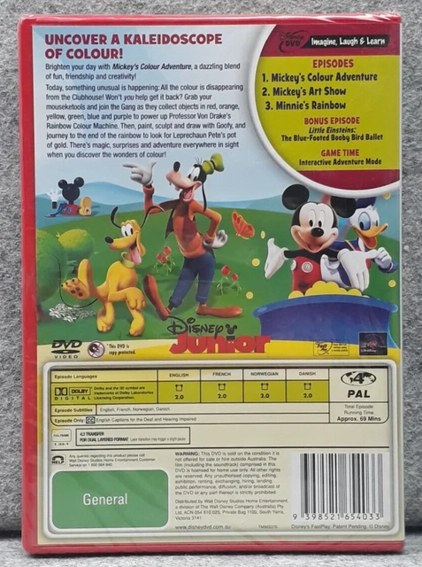 NEW: MICKEY MOUSE CLUBHOUSE Colour Adventure! Disney Family DVD Region ...