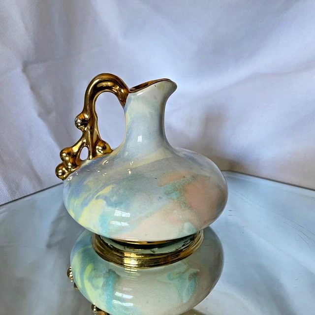 VINTAGE LE PERE Pastel Swirled Colors and Gold Mini Pitcher Vase $19.99 ...