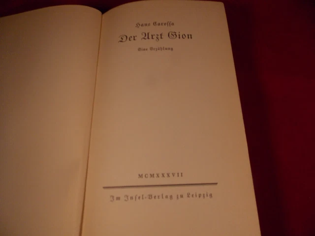 DER ARZT GION. Eine Erzählung. Carossa, Hans EUR 2,00 - PicClick DE