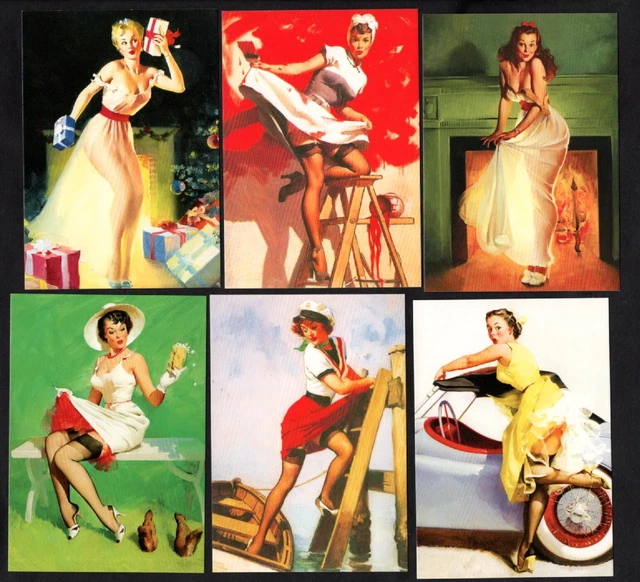 GIL ELVGREN POSTCARD Set 5 Pin-Up Model Vintage Sexy Stockings Suspenders Skirt EUR 5,69 ...
