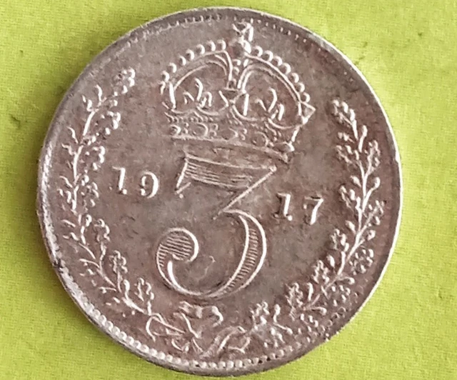 SOLID SILVER (.925) Threepence Coin 3d 1917 George V Great condition £2.50 - PicClick UK