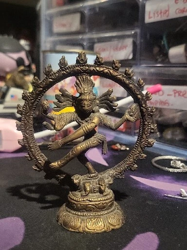 ANTIQUE LORD SHIVA Dancing on Dwarf KALI Hindu Goddess Brass Patina ...