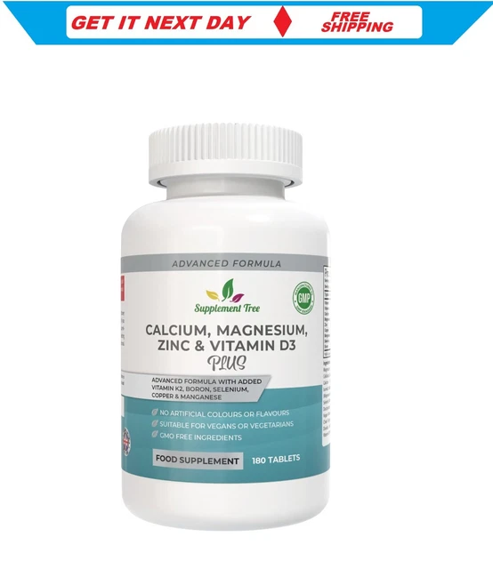 CALCIUM MAGNESIUM ZINC and Vitamin D plus Vitamin K2 MK-7 Supplement ...