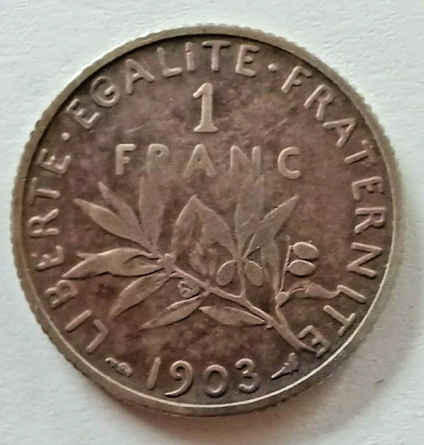 @ TRÈS RARE et Très Belle Pièce de 1 Franc 1903 Flan Mate En Argent Semeuse @ EUR 82,00 ...