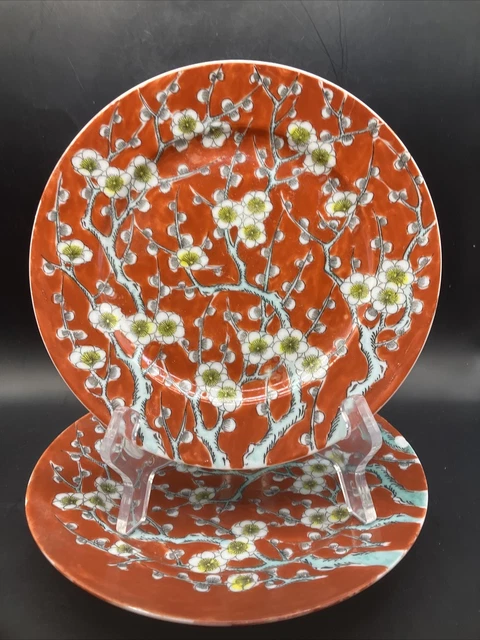 ANTIQUE HAND PAINTED Asian Cherry Blossom Dessert Plates (2) £26.91 ...
