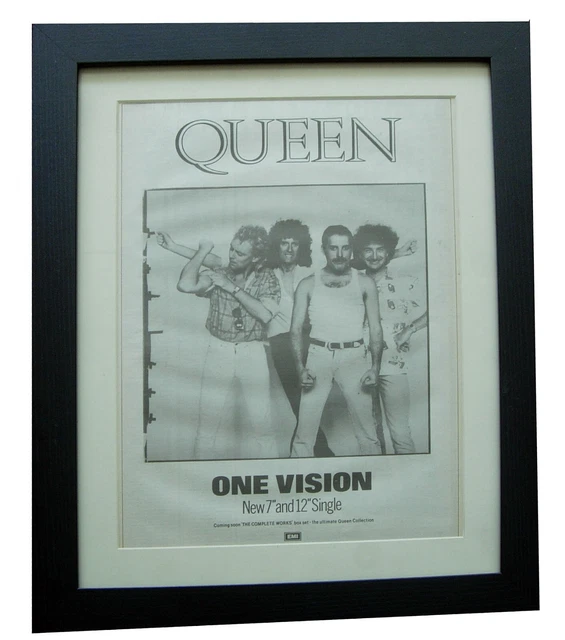 QUEEN+ONE VISION+POSTER+AD+RARE ORIGINAL 1985+Quality Framed+Express ...