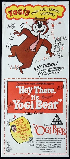 HEY THERE IT'S YOGI BEAR Original Daybill Movie poster Hanna Barbera ...
