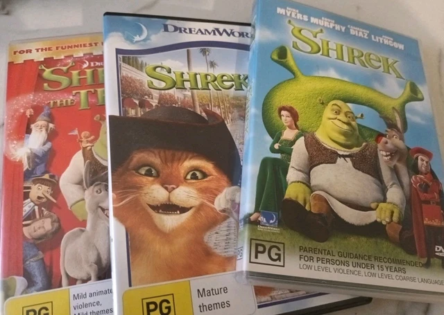 SHREK TRILOGY PARTS 1,2 & 3 DVD Bundle PAL Region 4 VGC £11.79 ...