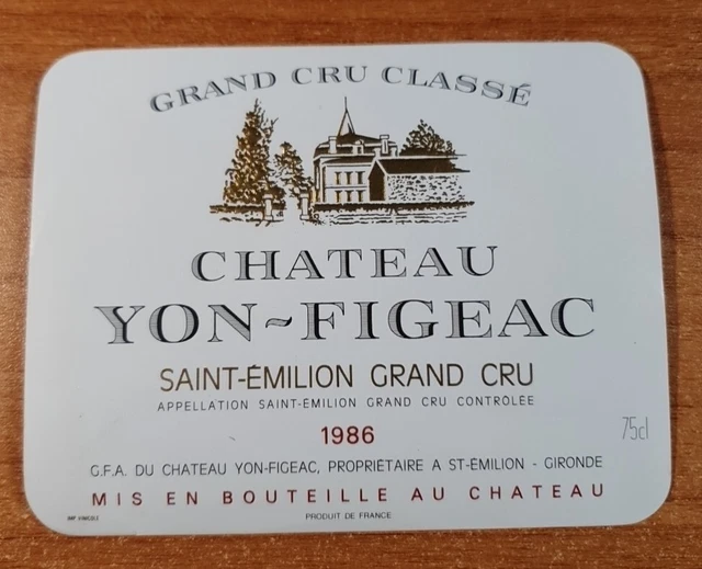 ETIQUETTE DE VIN/ Wine Label YON FIGEAC 1986 neuve EUR 1,99 - PicClick FR