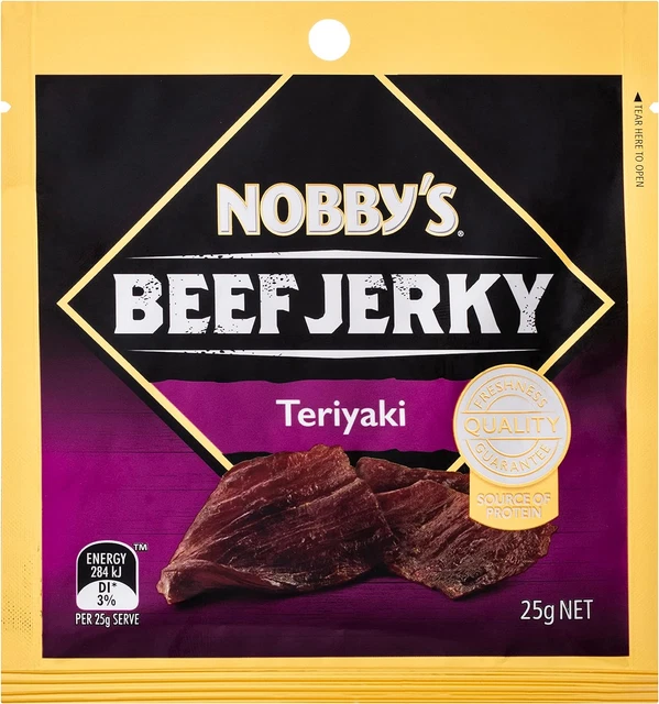 NOBBY'S 100% PREMIUM Australian Beef Jerky Teriyaki Seasoned Dried Meat ...
