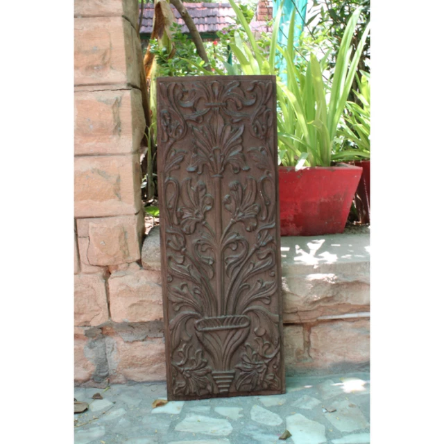 ANTIQUE LOOK INDIAN wall Panel Wooden Carving Flowers shape wall décor ...