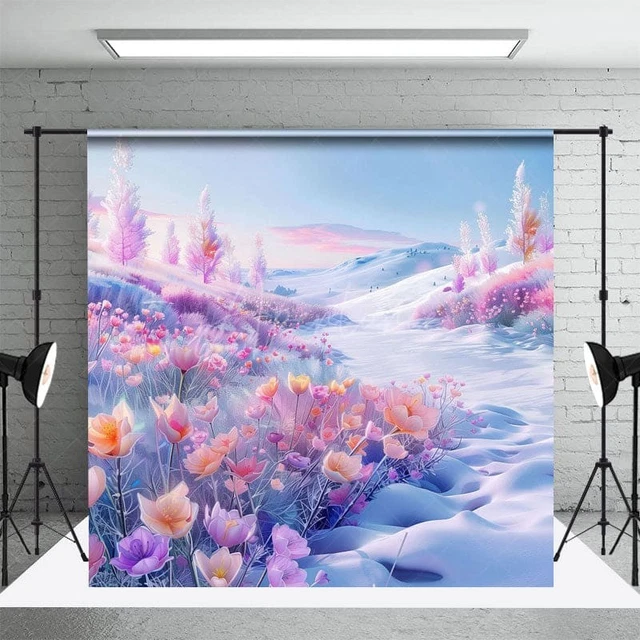 FLORAL SNOW MOUNTAIN Natural Scene Backdrop For Photo $36.09 - PicClick AU