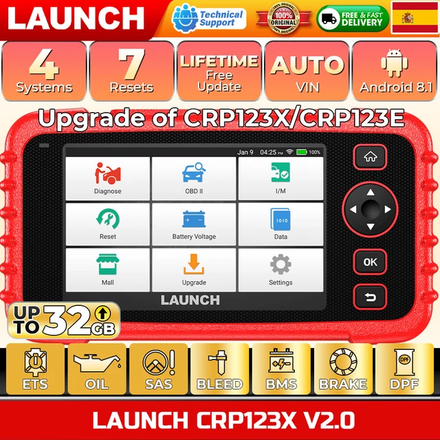 LAUNCH CRP123X V2.0 Diagnosis OBD2 Escáner Motor Transmisión 7 ...