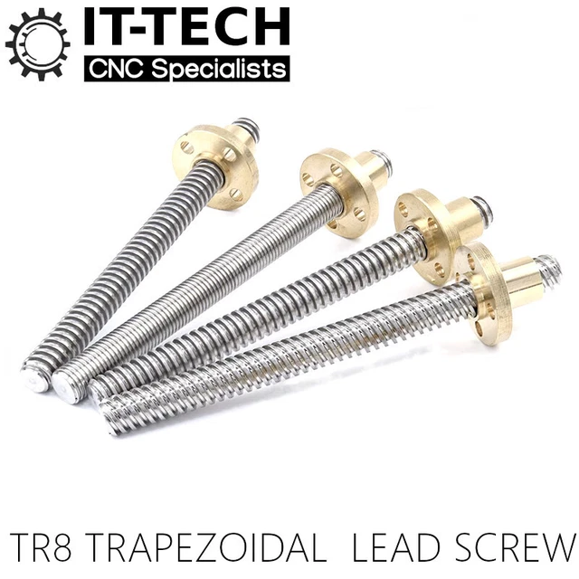 T8 TRAPEZOIDAL TR8 Leadscrew Shaft 4mm 8mm Lead Screw Brass Nut CNC 3D Printer EUR 6,97 ...