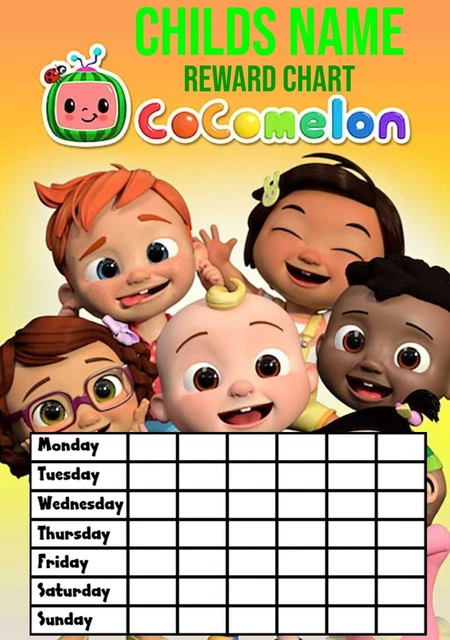 COCOMELON PERSONALISED REWARD Chart A4 And Laminated 6 Week Chart £3.99 ...