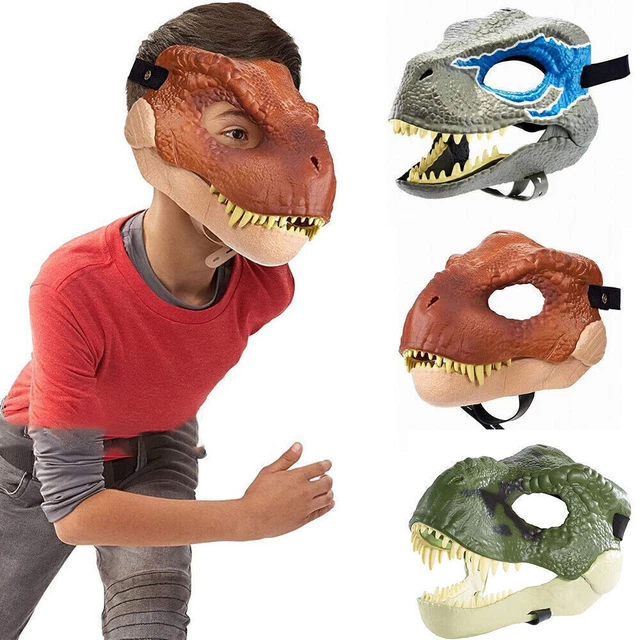 JURASSIC WORLD VELOCIRAPTOR Dino Masks Moving Jaw Kids Dinosaur Latex ...