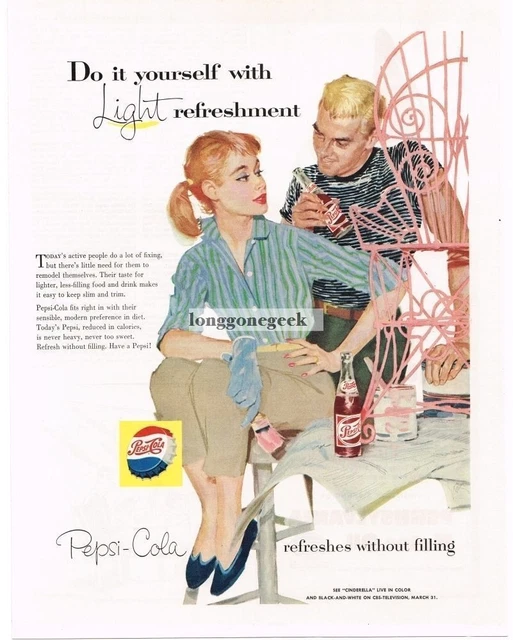 1957 PEPSI COLA Woman Painting Pink Garden Chair art Vintage Ad $8.95 ...