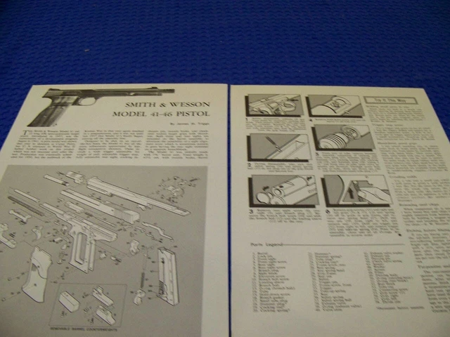 SMITH & WESSON Model 41-46 Pistol..takedown/Exploded View/Parts Legend ...