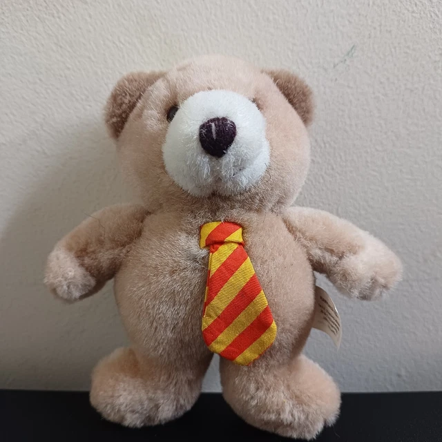 FURRYTAILS LTD SMALL Light Brown Bear in Yellow and Red Striped Tie ...